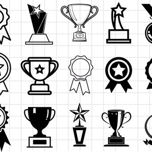 Award SVG, Trophy Svg, Award Ribbon Cricut, Gold Medal Svg, Trophies ...