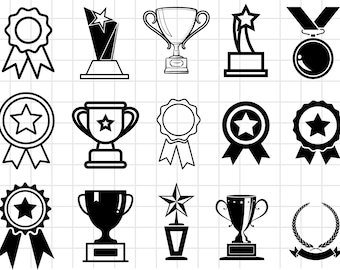Award SVG, Trophy Svg, Award Ribbon Cricut, Gold Medal Svg, Trophies ...