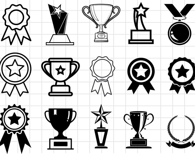 Award SVG, Trophy Svg, Award Ribbon Cricut, Gold Medal Svg, Trophies ...