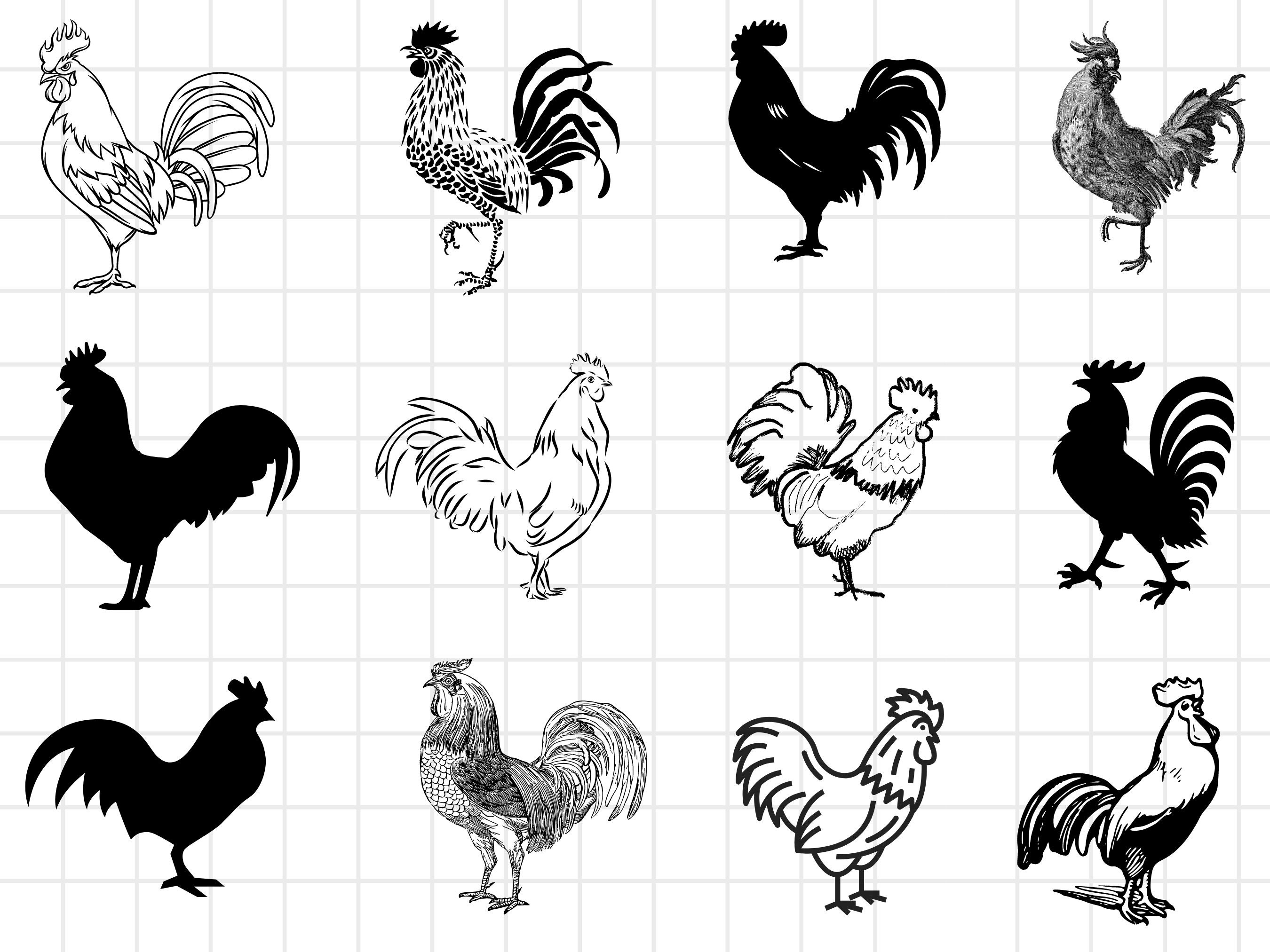 Rooster SVG Bundle, Chicken Svg, Rooster Clipart, Rooster Cut Files ...