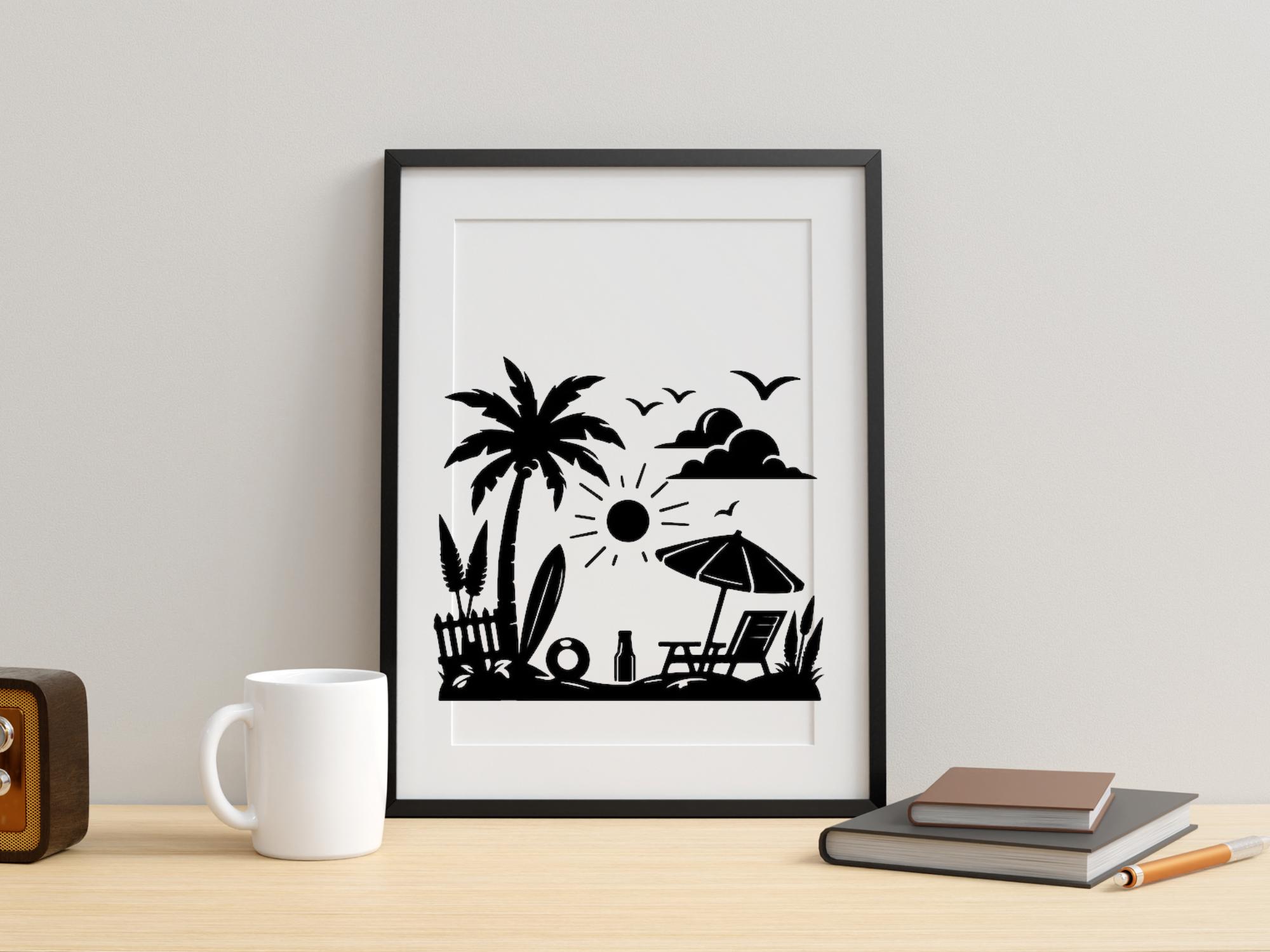 Tropical Beach Scenes SVG Bundles, Island Svg Bundles, Palm Tree Svg ...