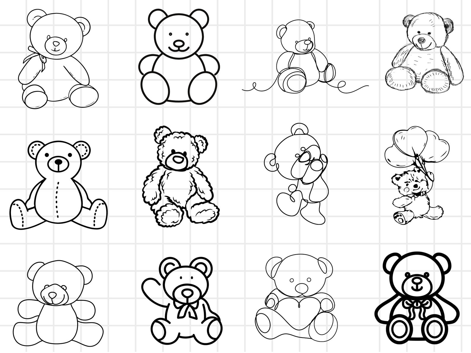 Teddy Bear Svg Bundle, Teddy Bear Png Clipart,teddy Bear Head Cricut ...