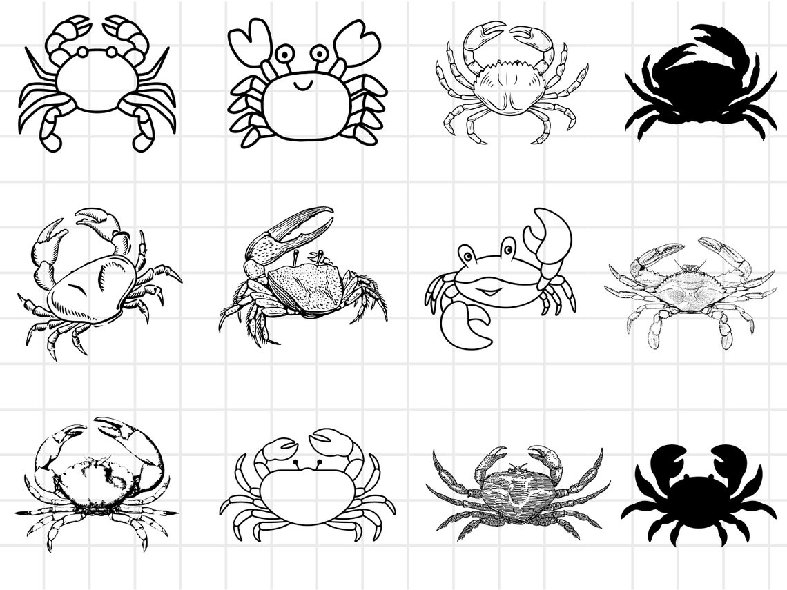 Crab SVG Bundle, Crab Clipart, Svg Files for Cricut, Seafood Svg, Crab ...