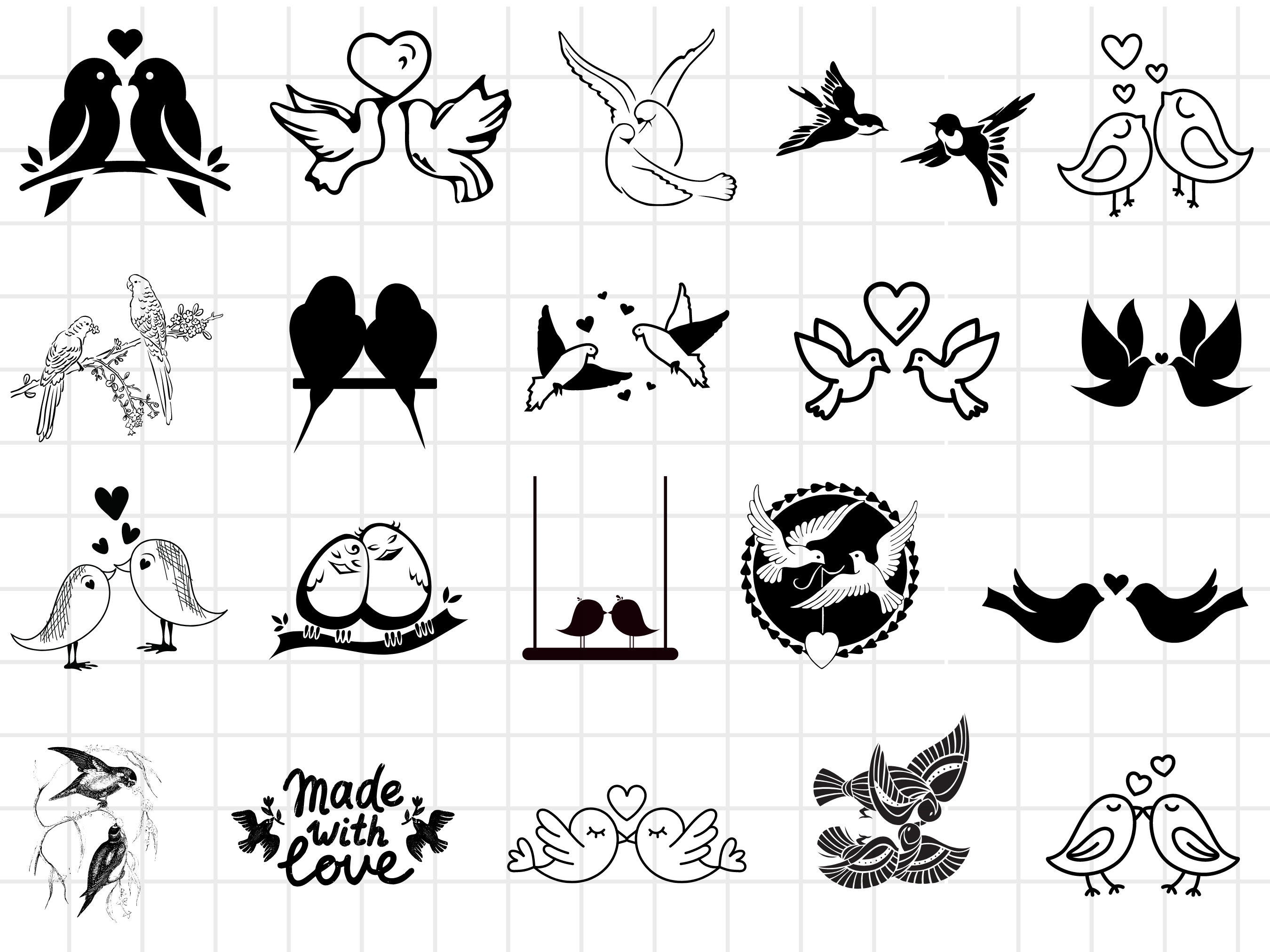 Love Birds SVG Bundle, Wedding Birds SVG, Birds Cricut, Clipart ...