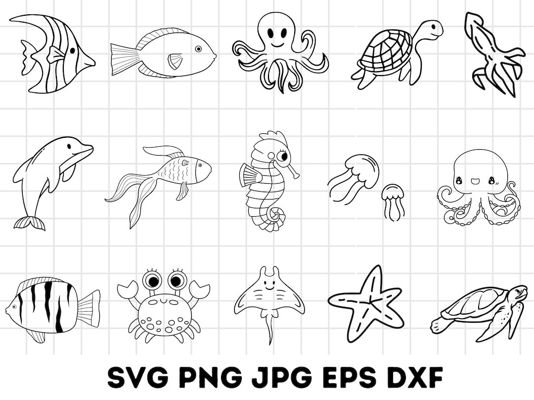 Sea Animals SVG Bundle, Ocean Animals Svg, Sea Life Svg File Horse ...