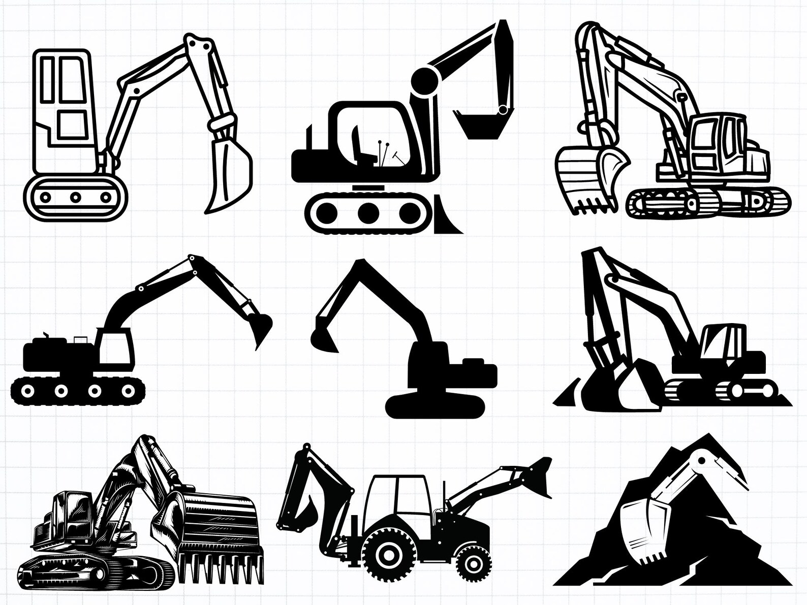 Excavator SVG, Road Work Clipart, Construction Clipart, Digging Svg ...