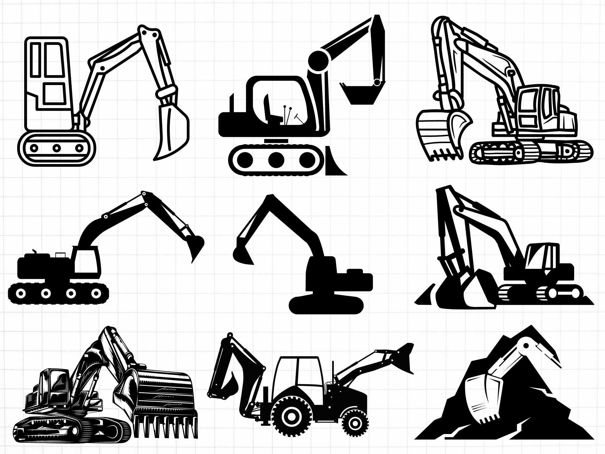 Excavator SVG, Road Work Clipart, Construction Clipart, Digging Svg ...