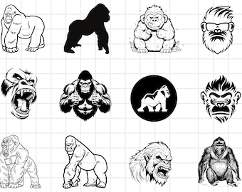 Gorilla SVG Bundle, Gorilla PNG Bundle, Gorilla Clipart, Monkey Svg ...