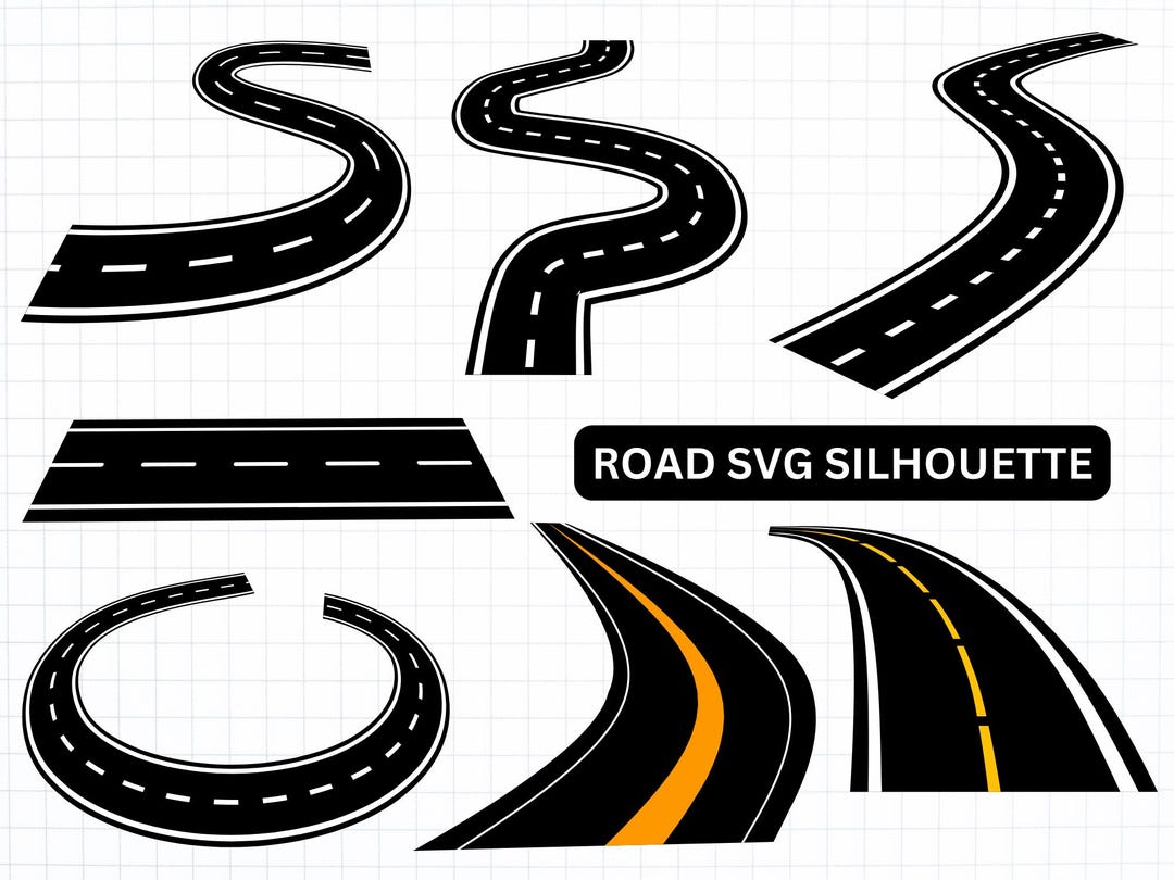 Road Svg Bundle, Road Svg, Highway Svg, Bending Svg, Curved Asphalt ...