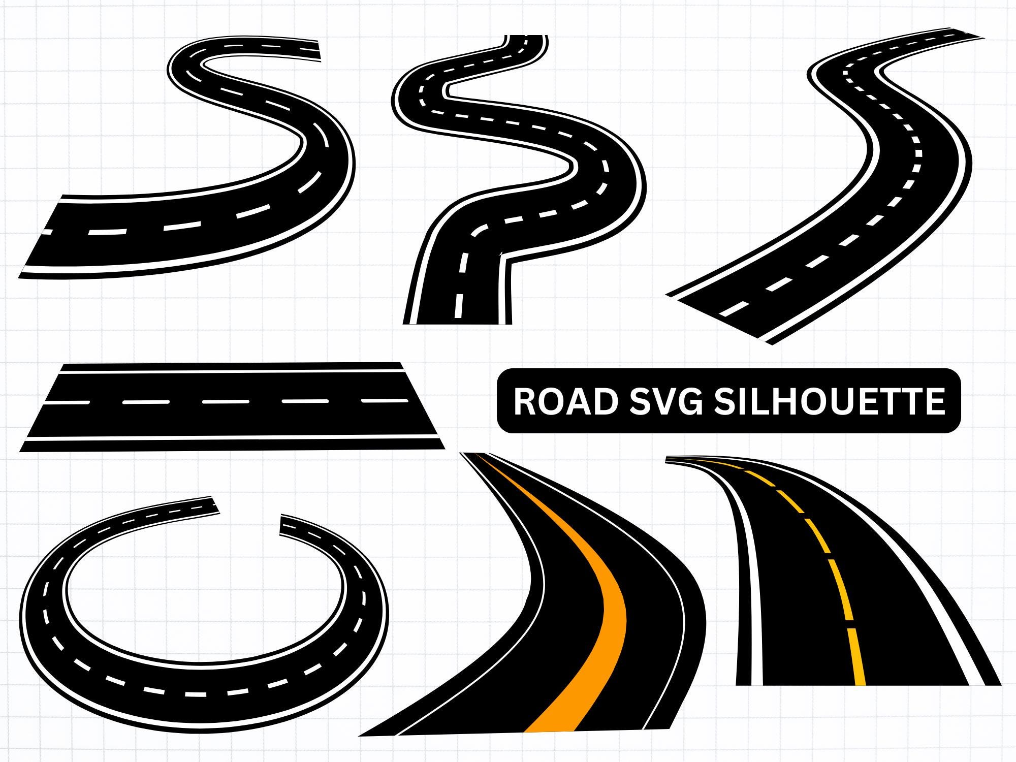 Road Svg Bundle, Road Svg, Highway Svg, Bending Svg, Curved Asphalt ...