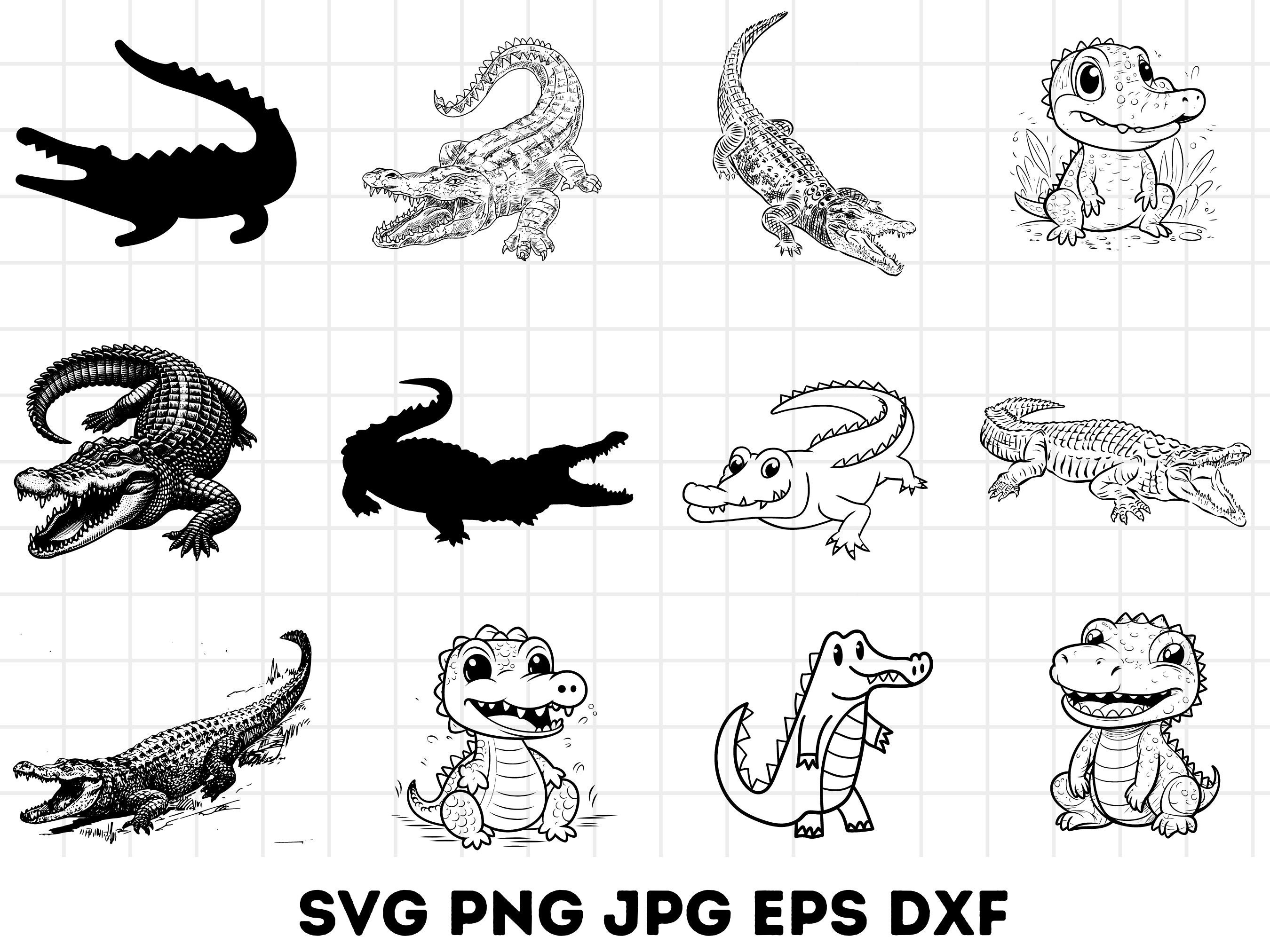 Alligator SVG Bundle, Alligator Png ,alligator Clip Art Svg, Alligator ...