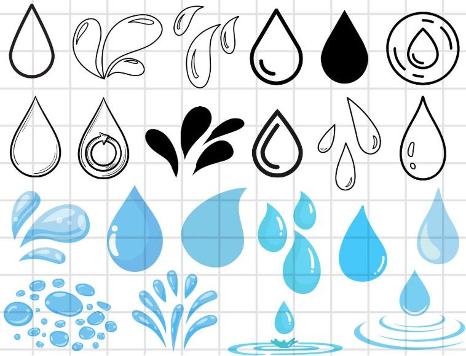 Water Droplet Svg Bundle, Water Drops Svg, Rain Drops Svg, Raining Svg ...