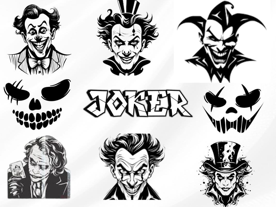 Joker SVG Bundles, Instant Downloadable Joker PNG, Clown Svg Bundles ...