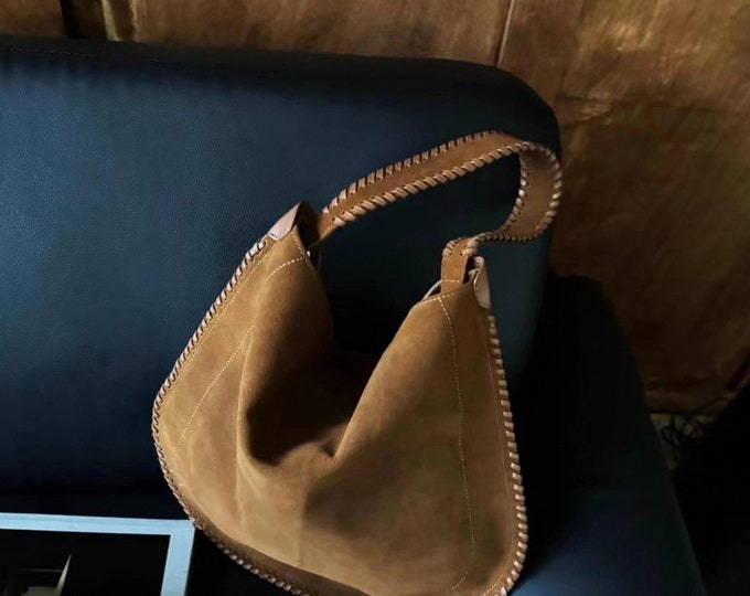 Suede Tote Bags, Women's Leather Hobo Bags, Suede Shoulder Bag - Etsy