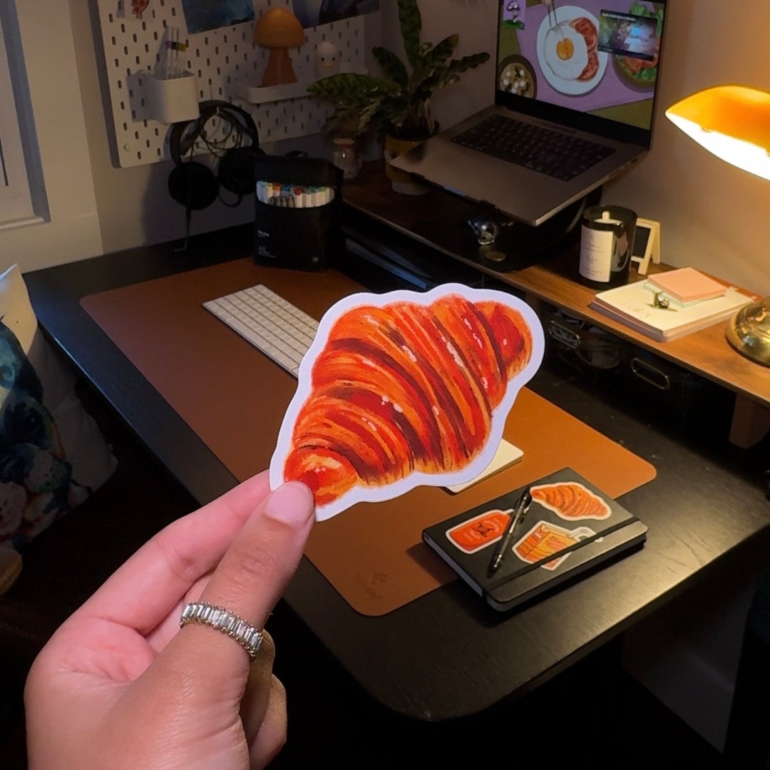 Cute Croissant Sticker | Durable Waterproof Croissant Sticker for ...