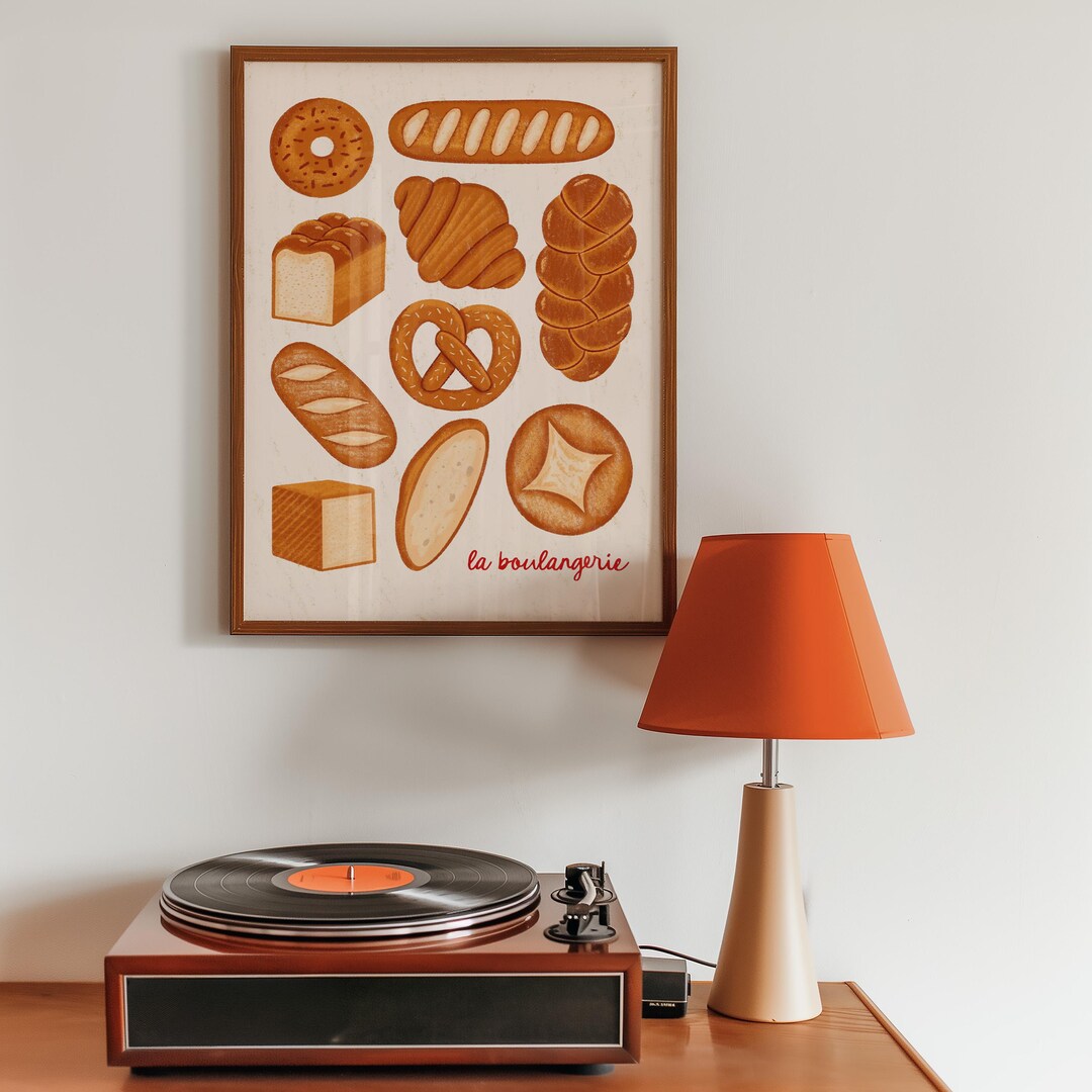 French Bakery Bread Print, La Boulangerie Kitchen Wall Art (digital ...