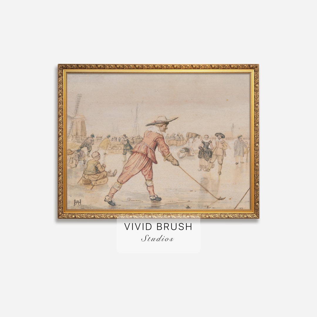 1600s Winter Skating Scene Art Print, Dutch Vintage Painting ...
