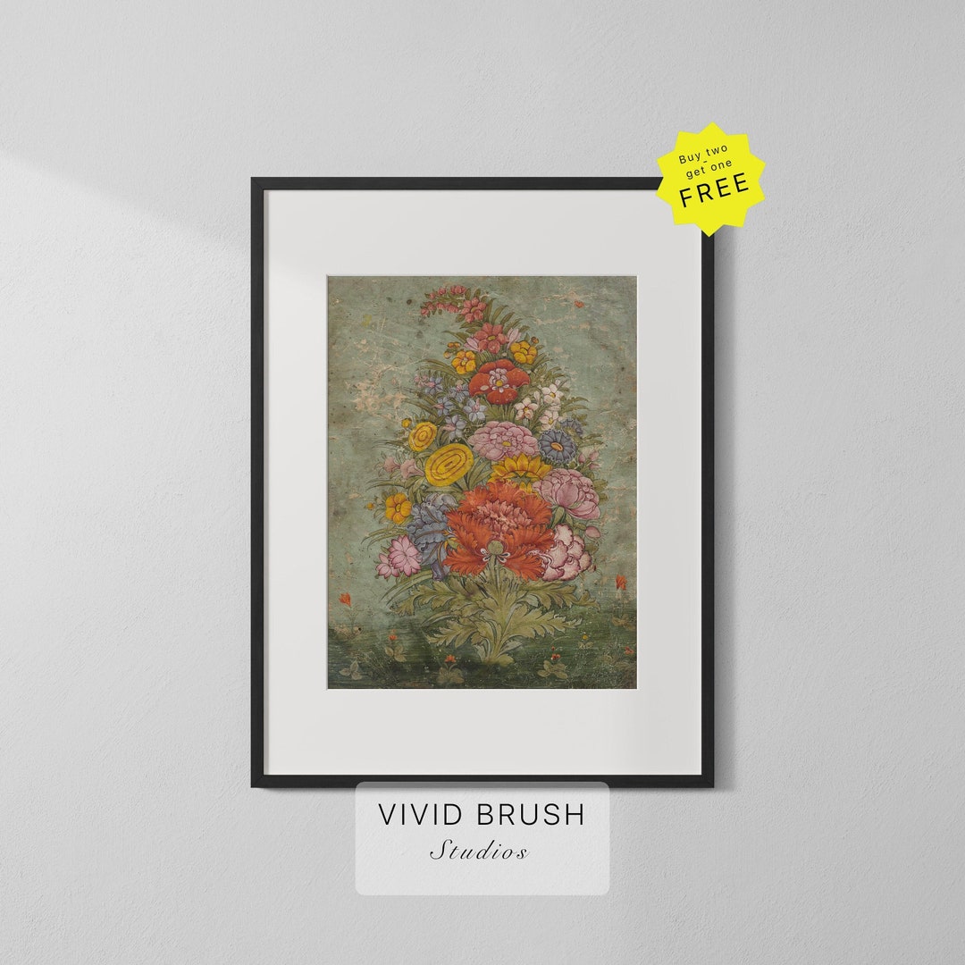 Original Vintage Still Life Boquet of Flowers Classic Botanical Wall ...