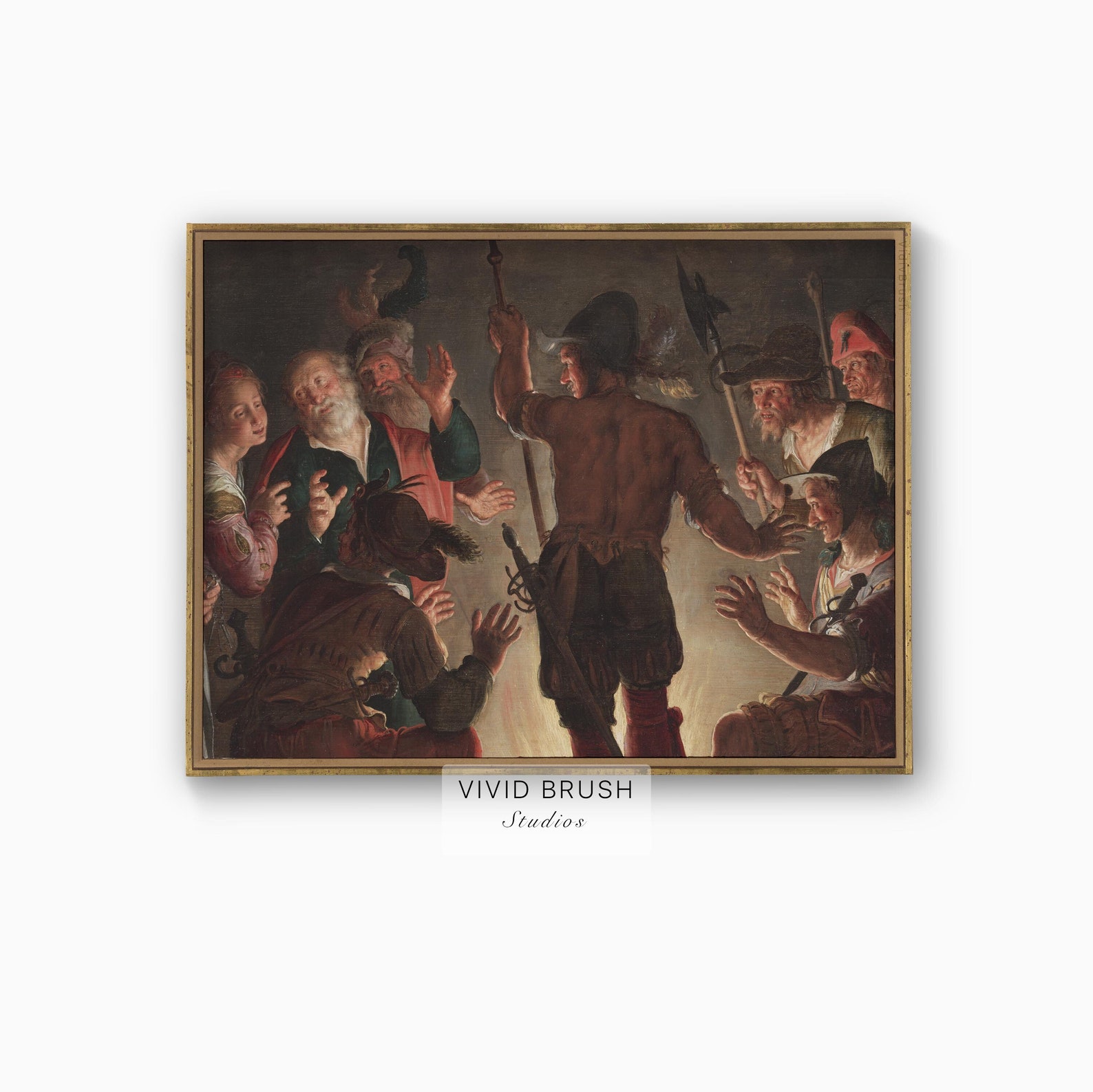 Antique Renaissance Scene, Classic Original Vintage Art Print ...