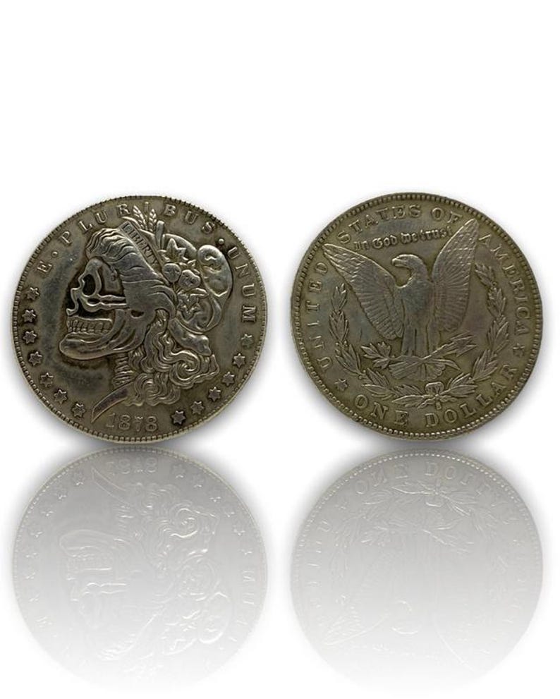Skull Morgan Dollar Hobo Coin – Handcrafted Carved Silver Replica ...