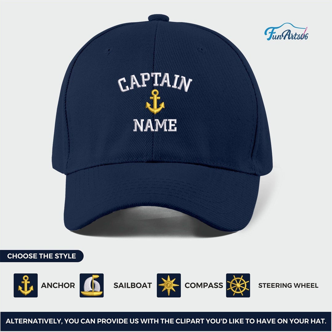 Custom Captain Hats, Embroidered Baseball Cap, Personalised Captain ...