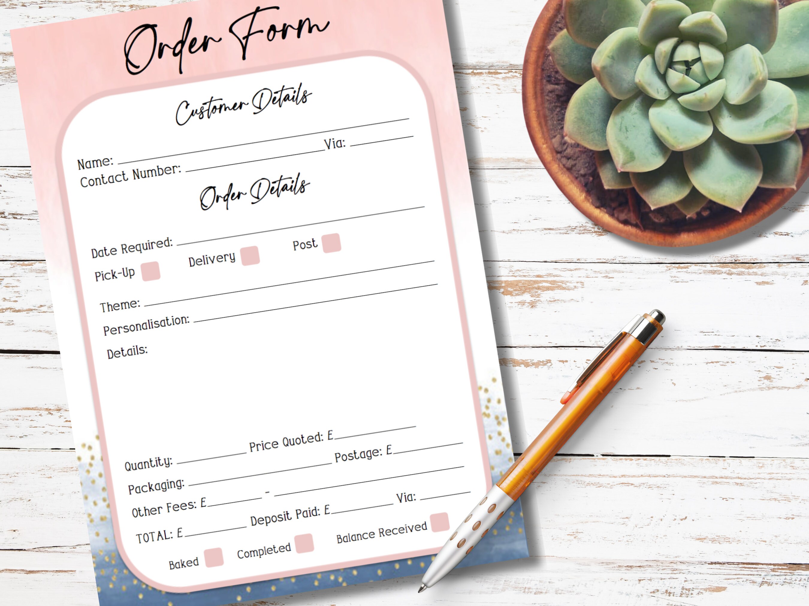 Custom Cookie Order Form, Cake Order Form, Bakery, Home Business ...