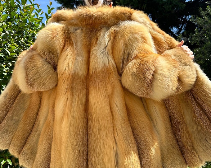 Red Fox Fur Coat, Fluffy and Soft Vintage Red Fox Coat, M Rare Find Fox ...