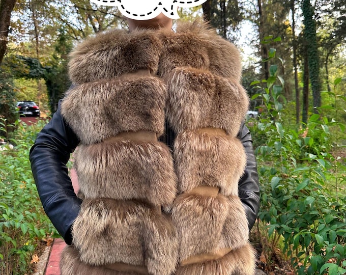 Crystal Fox Fur Coat, Fluffy Fox Fur Coat, One Size XXL Fox Fur Coat ...