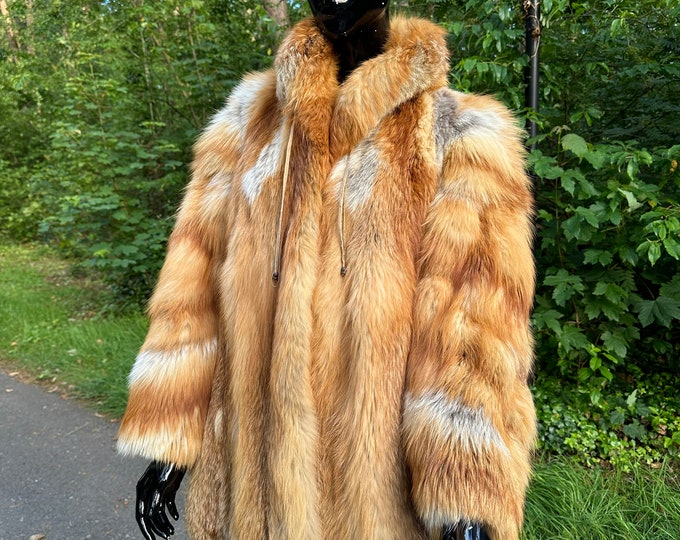 Soft Red Fox Fur Jacket, Cozy Red Fox Jacket, XL Size Fox Fur Jacket ...