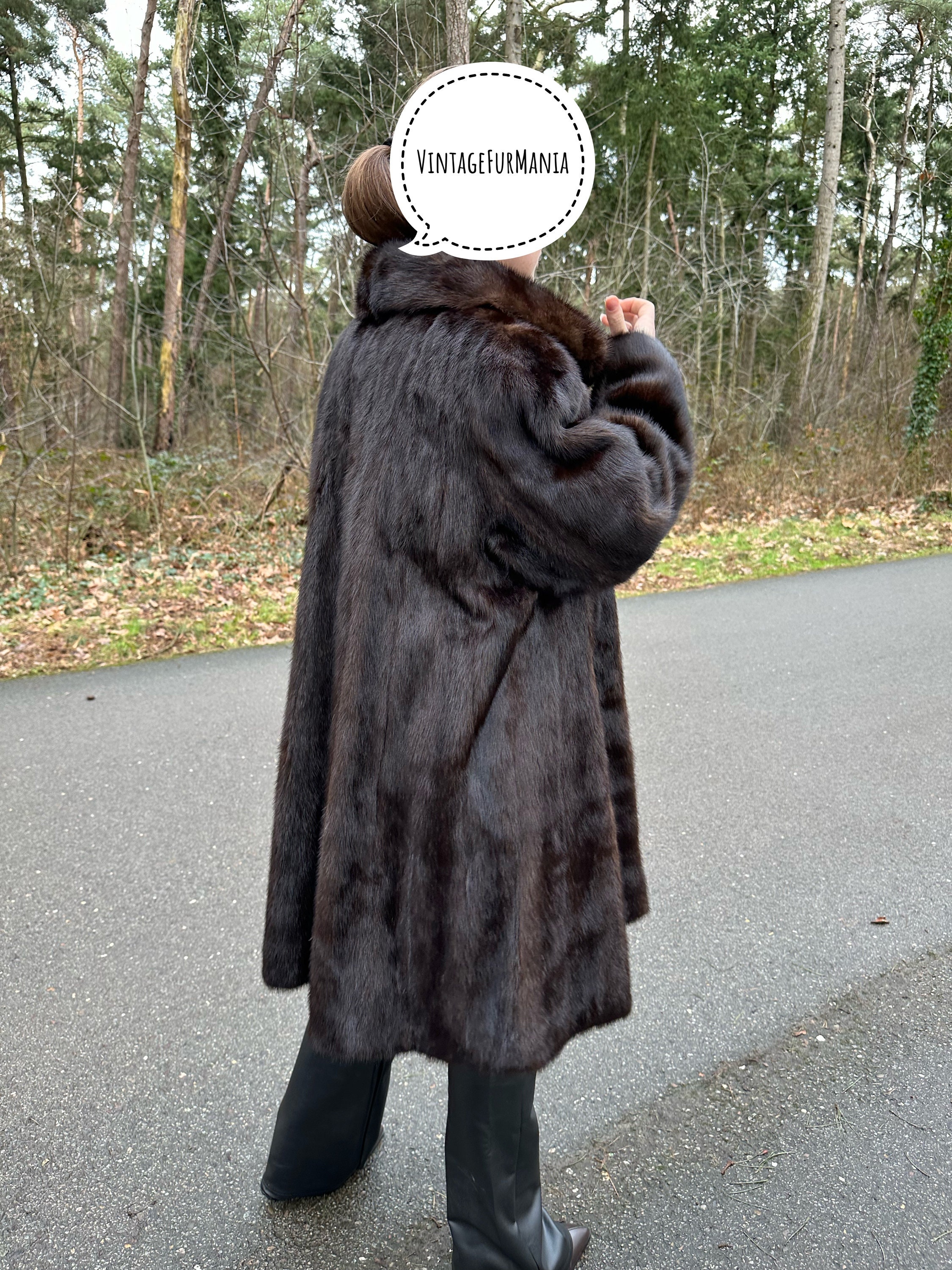Real Mink Fur Coat in Brown Natural Colour, Mink Coat, Fur Coat, Large ...