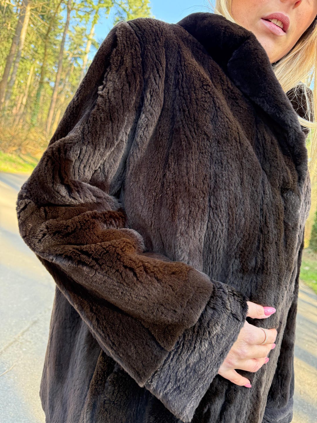 Dark Brown Sheared Mink Jacket, M/L Size, Super Soft and Thick Mink Fur ...