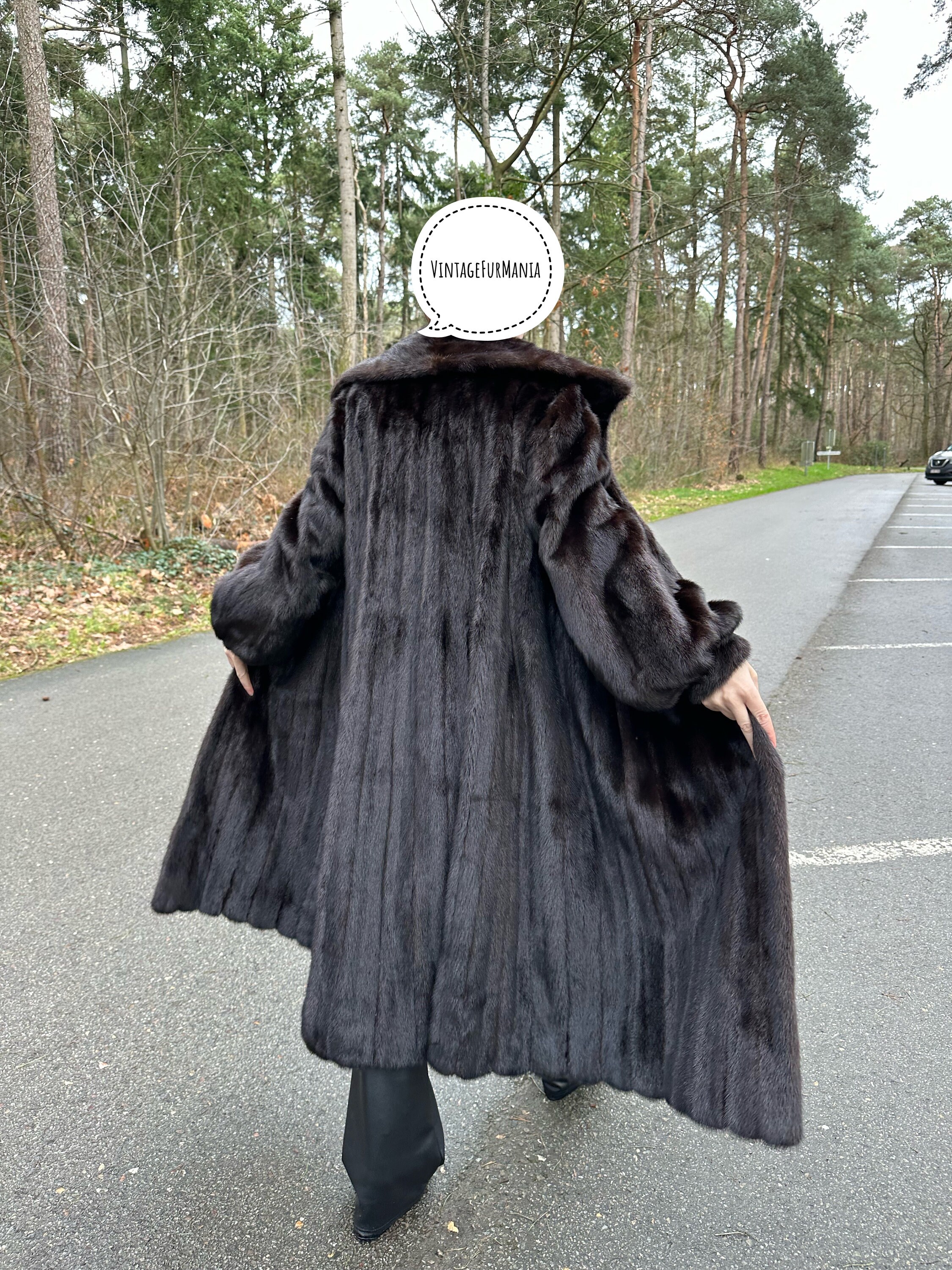 Mink Fur Coat Dark Brown Long, Real Mink Fur Coat, Medium Fur Coat ...