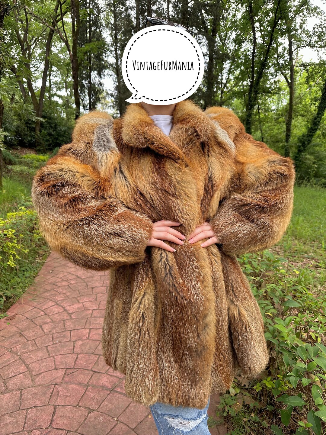 Fluffy Red Fox Fur Jacket, Soft Vintage Red Fox Jacket, L Size Fox Fur ...