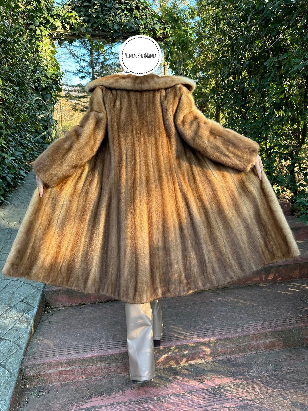 Golden Brown Mink Fur Coat, Mink Fur Coat, Real Fur Coat, Vintage Fur ...