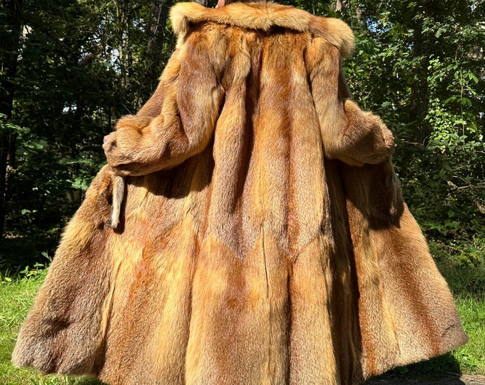 Long Red Fox Fur Coat, Small Size, Luxuriously Soft & Elegant, Real Fox ...