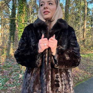 Dark Brown Mink Fur Coat Made in Pieces, XL Size, Full-length Design ...