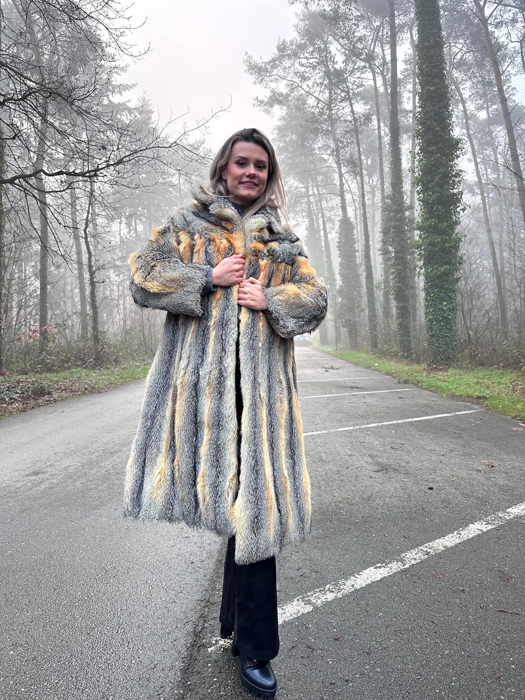Gray Fox Fur Coat, Fox Coat, Fur Coat, Luxury Real Grey Fox Fur Coat ...