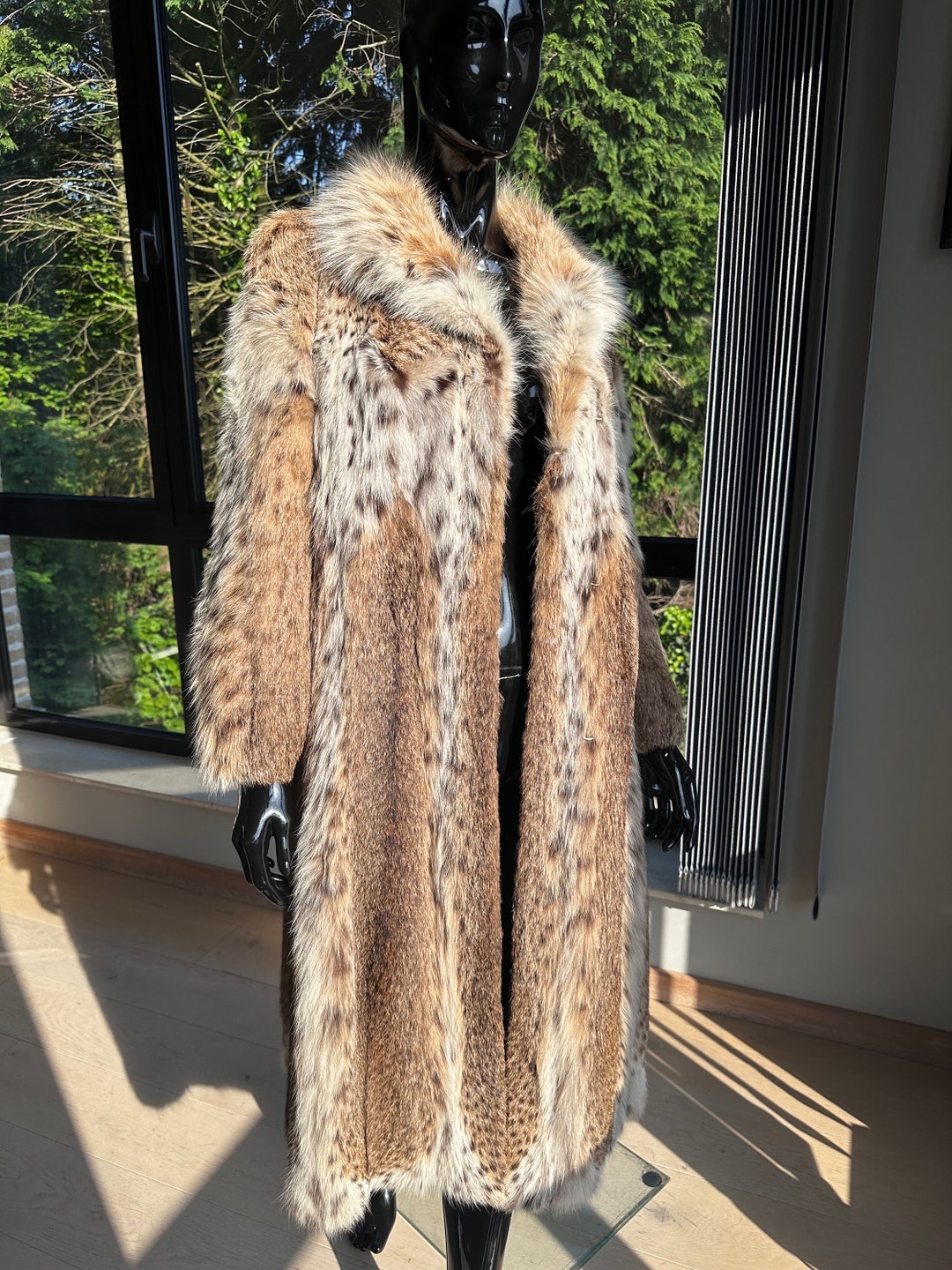 Full Length Lynx Fur Coat, Luxury Lynx Fur Coat, Real Fur Coat, Vintage ...