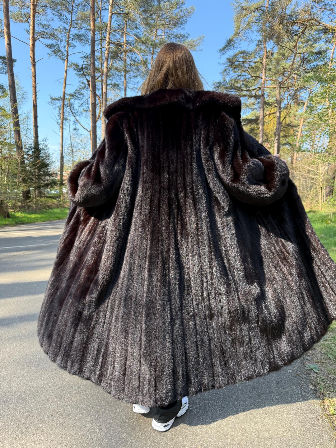 Long Extra Large Dark Brown Mink Coat, Elegant Mink Fur Coat, Soft High ...