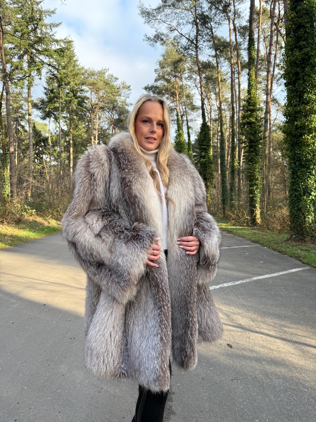 Crystal Fox Fur Coat, Fluffy Fox Fur Coat, One Size XXL Fox Fur Coat, Crystal Fox Coat, Vintage ...