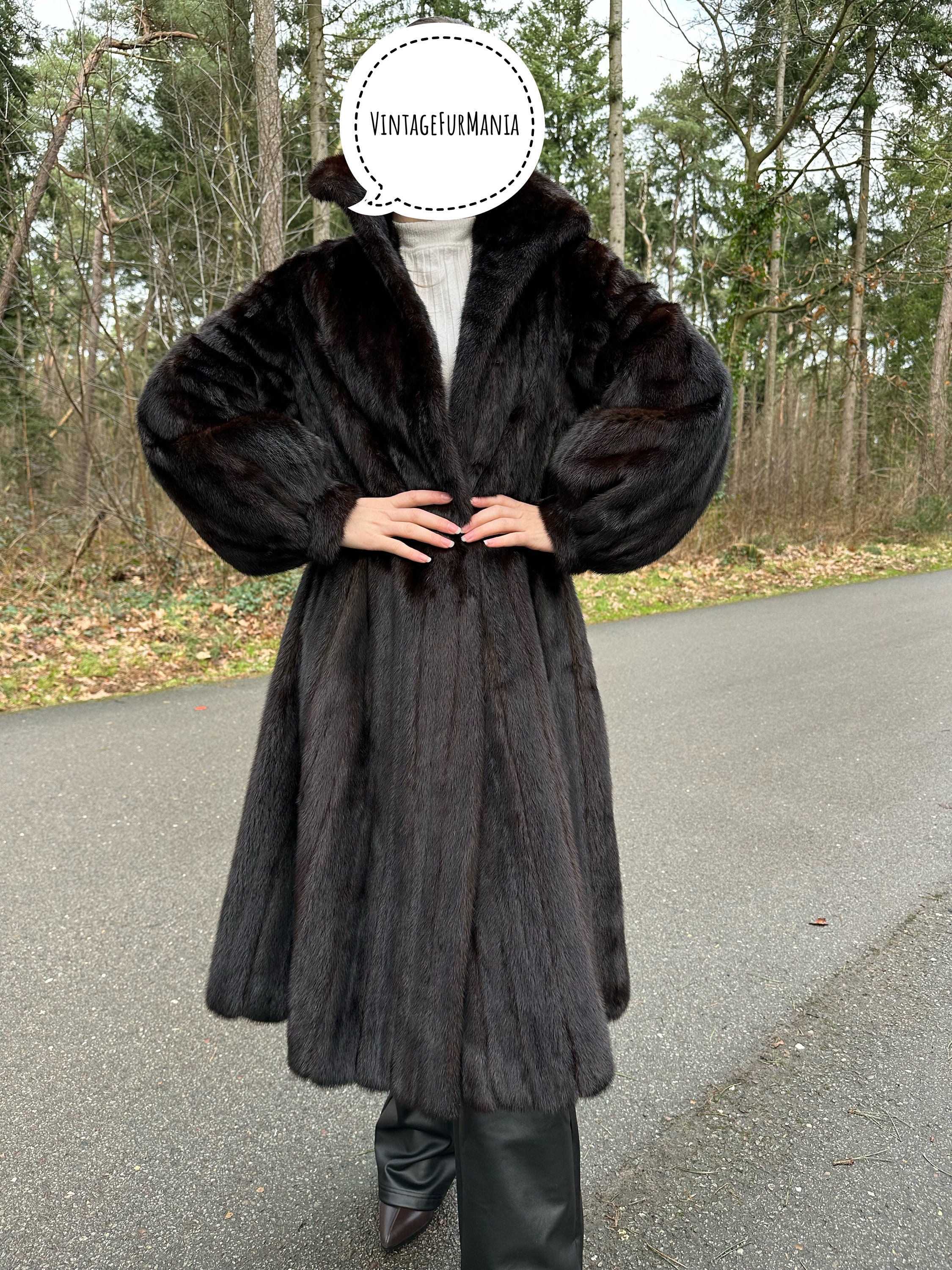 Mink Fur Coat Dark Brown Long, Real Mink Fur Coat, Medium Fur Coat ...