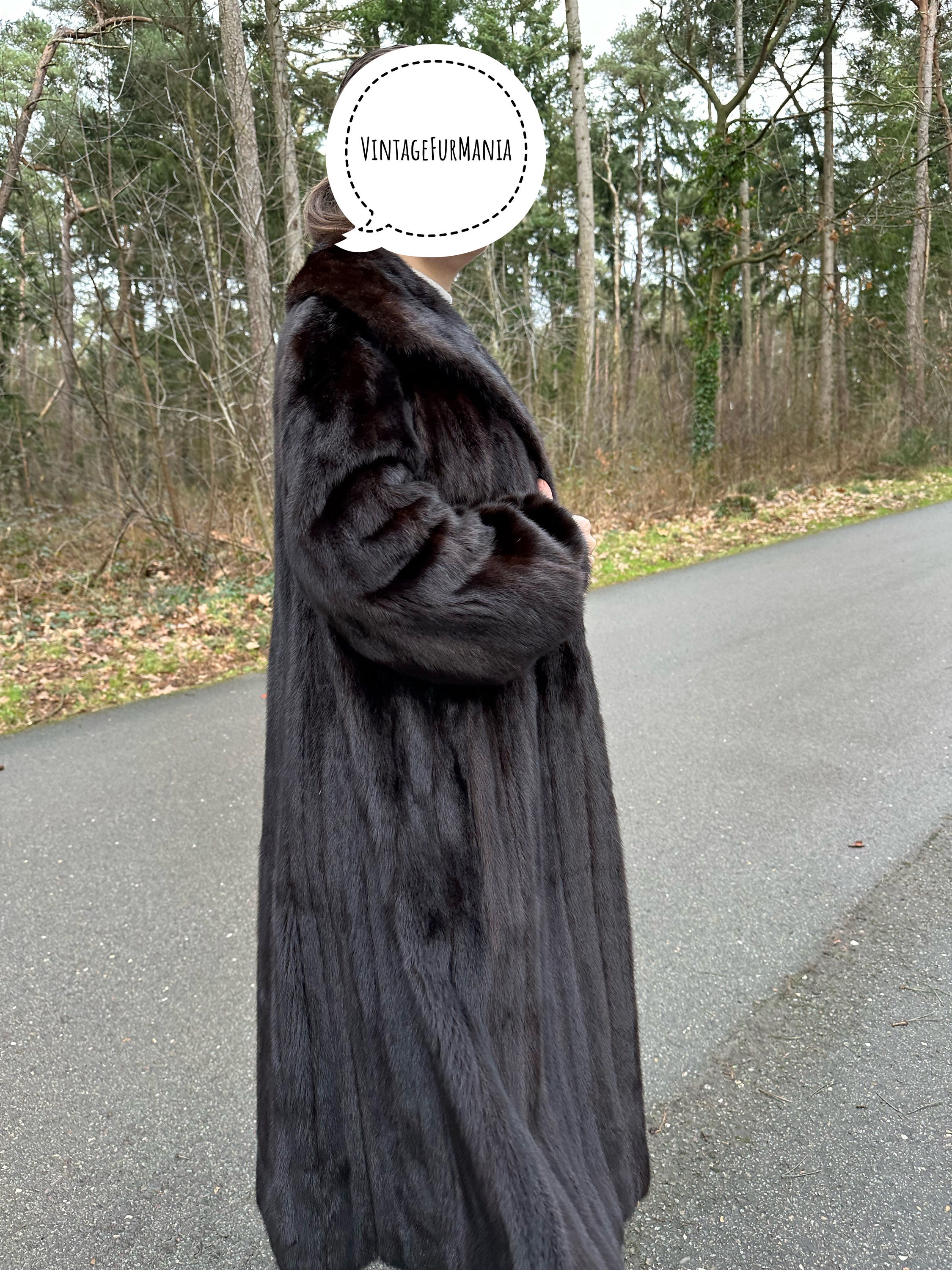Mink Fur Coat Dark Brown Long, Real Mink Fur Coat, Medium Fur Coat ...