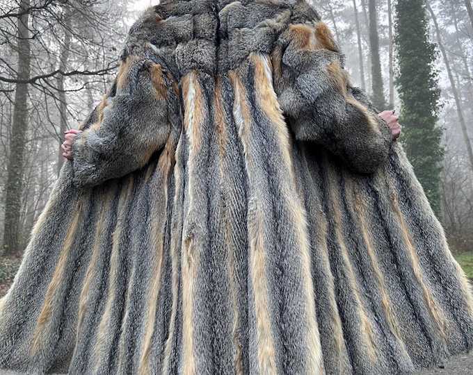 Gray Fox Fur Coat, Fox Coat, Fur Coat, Luxury Real Grey Fox Fur Coat ...