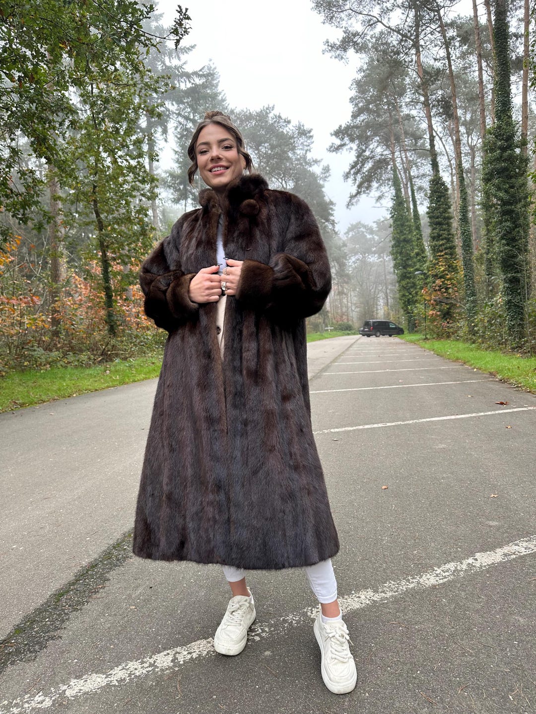 Natural Brown Mink Fur Coat, XL Size, Real Mink Fur Coat, Vintage and ...