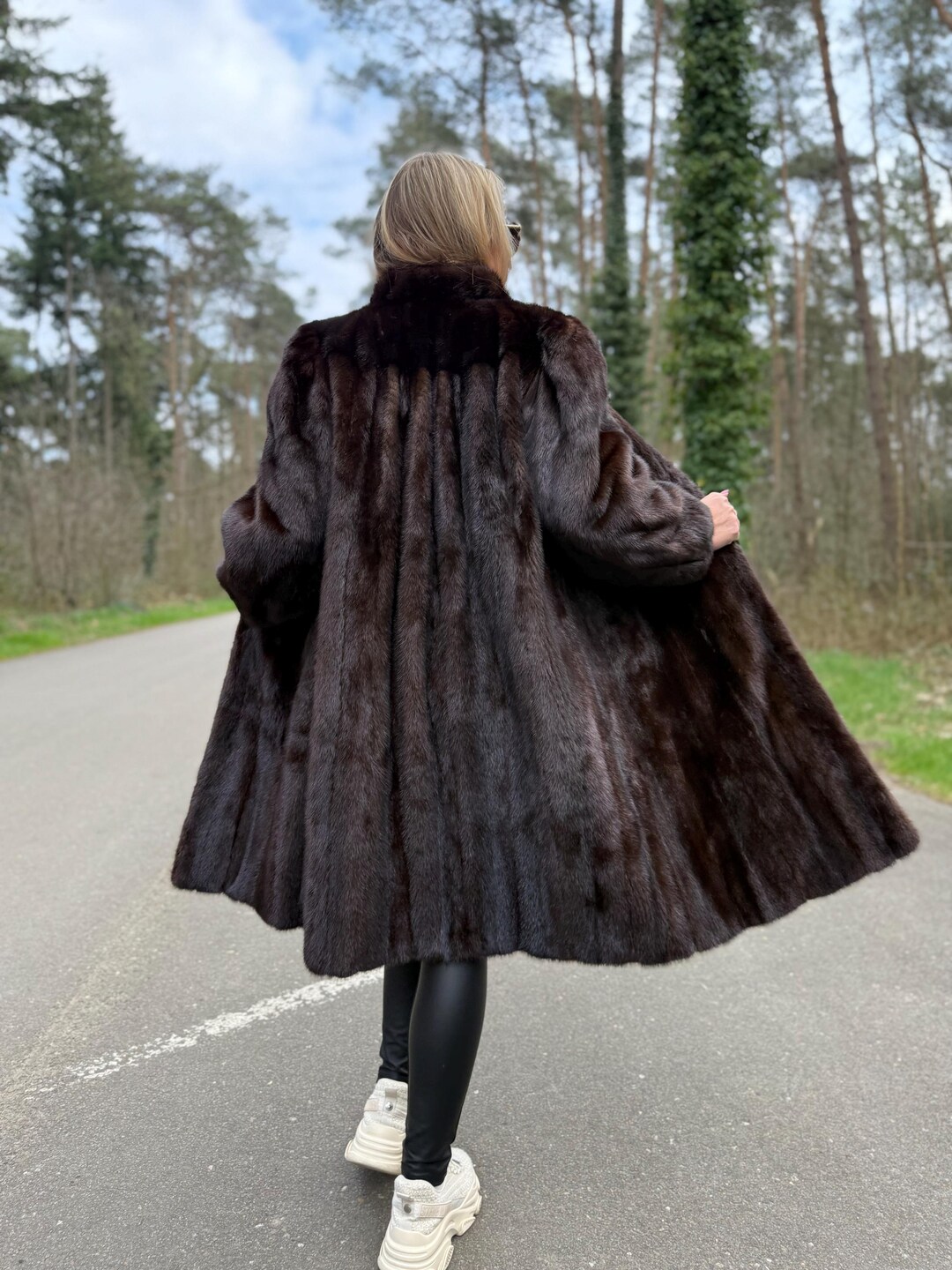 Saga Mink Dark Brown Mink Fur Coat, Medium Size, Premium Selected Mink ...