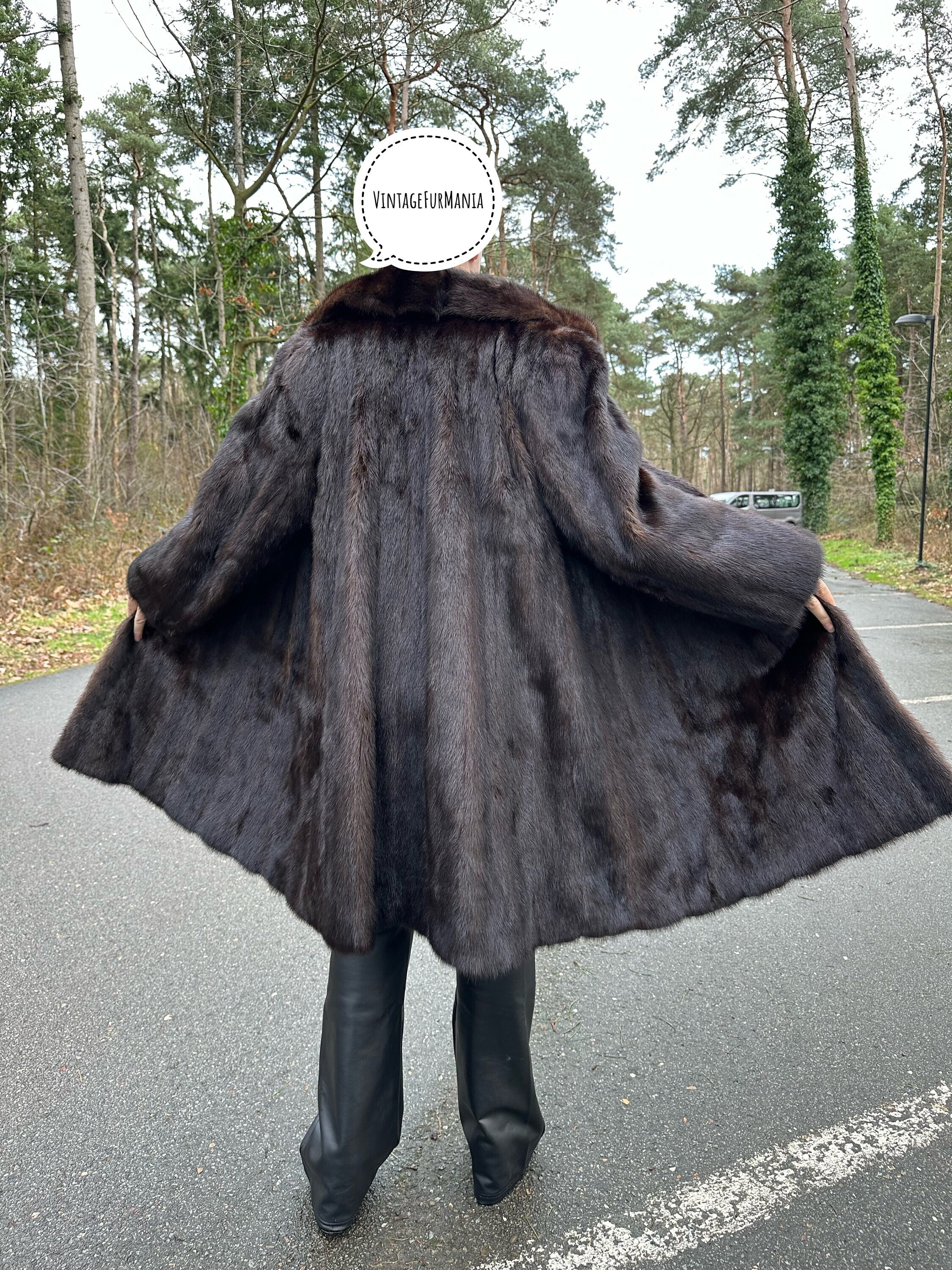 Real Mink Fur Coat in Brown Natural Colour, Mink Coat, Fur Coat, Large ...