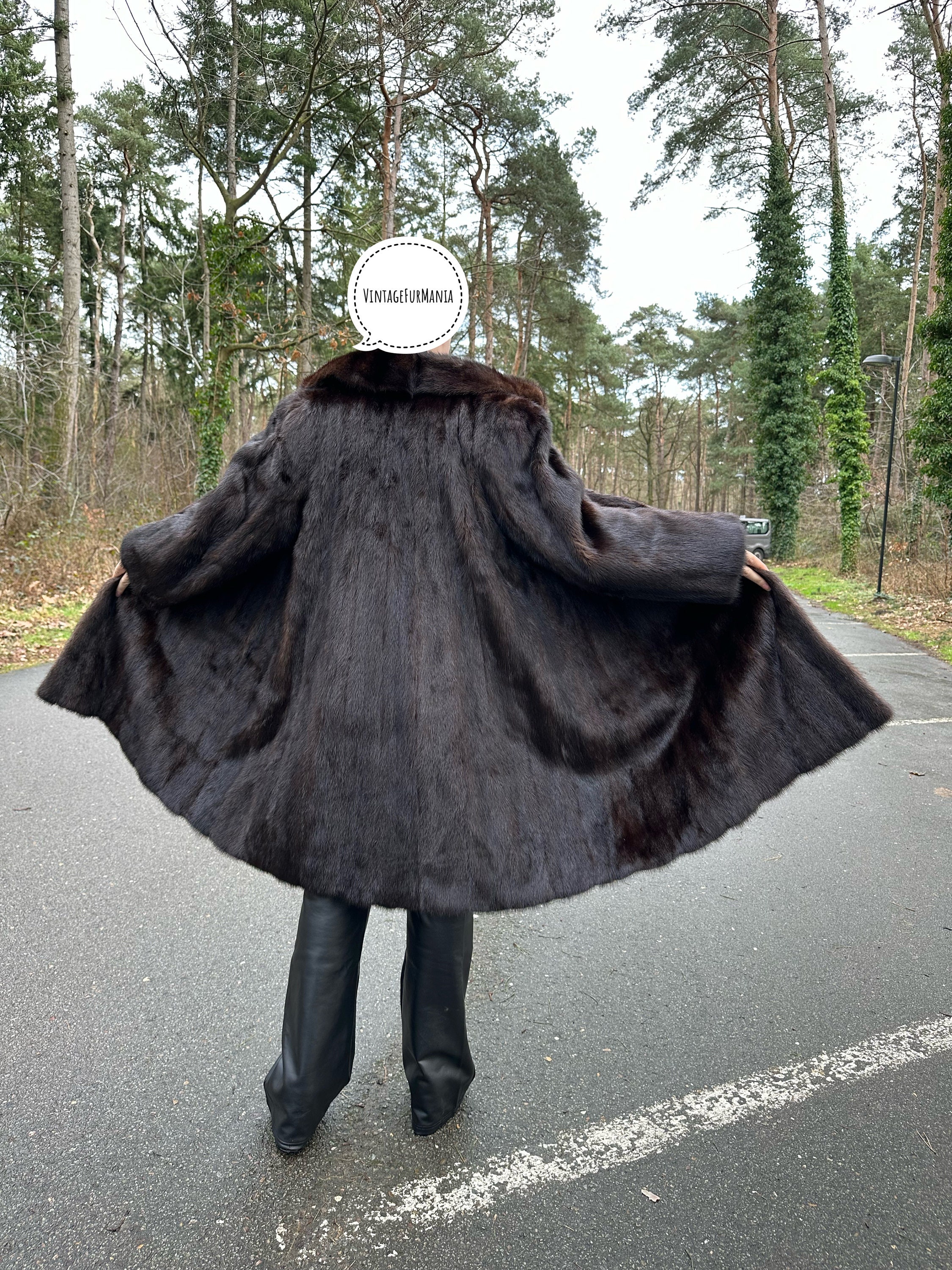 Real Mink Fur Coat in Brown Natural Colour, Mink Coat, Fur Coat, Large ...