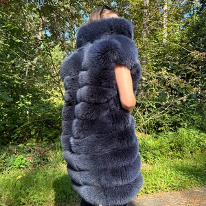 Brand New Dyed Blue Fox Fur Vest, M/L Size, Premium Quality Fur ...