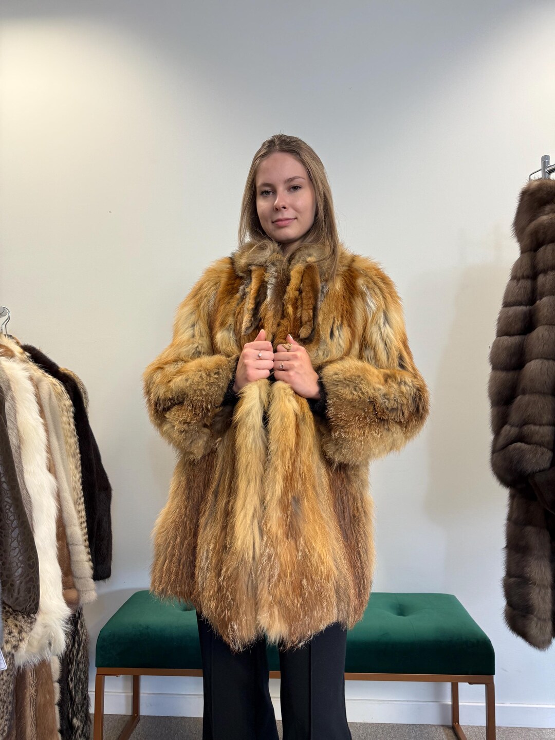 Red Fox Jacket, Medium Size, Red Fox Fur Jacket, Real Fox Fur Coat ...