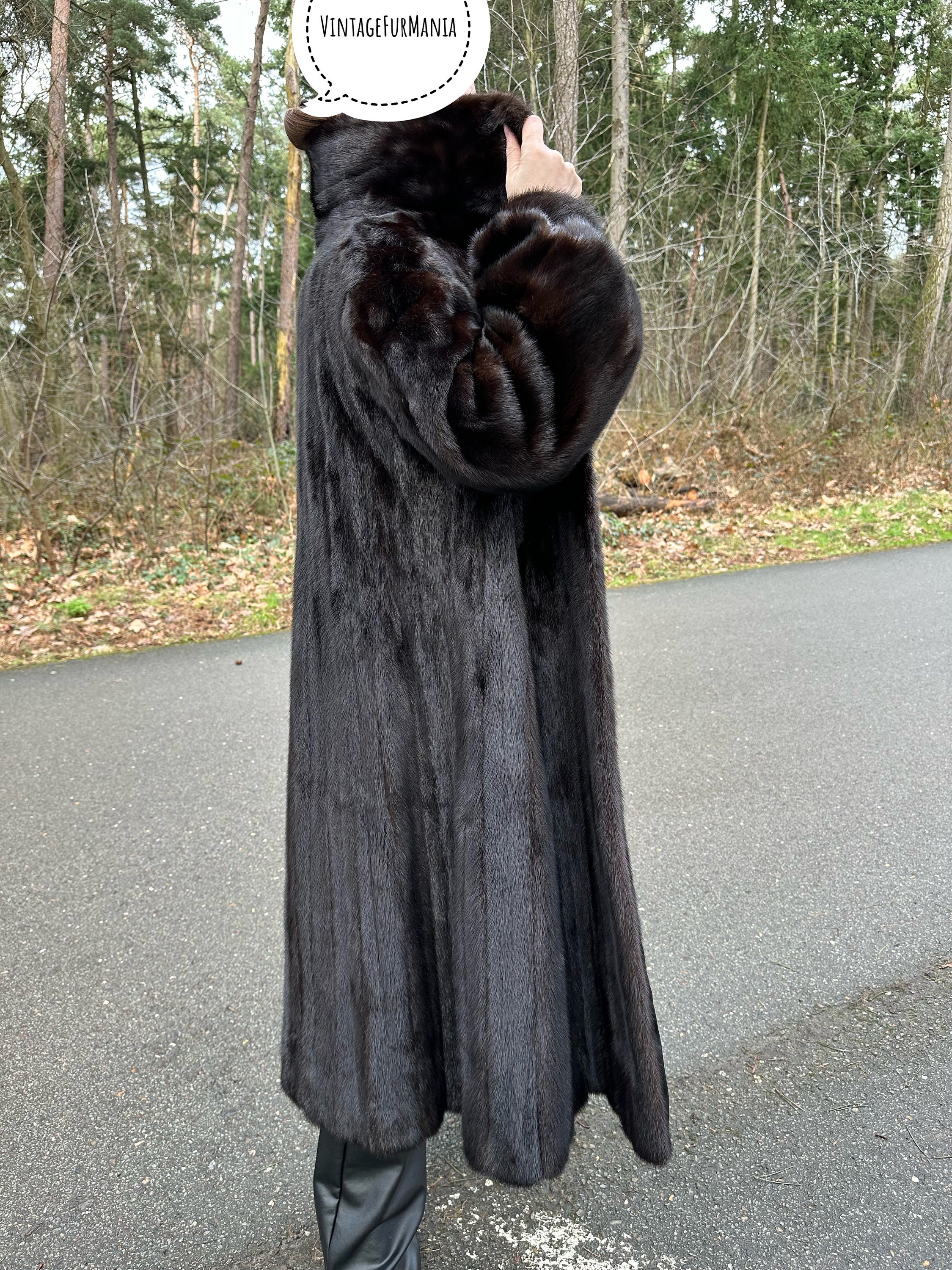 Mink Fur Coat Dark Brown Long, Real Mink Fur Coat, Medium Fur Coat ...